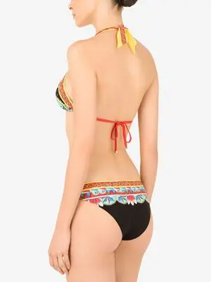 Dolce & Gabbana Carretto-print Triangle Bikini - Black