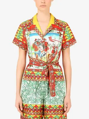Dolce & Gabbana Carretto-print Belted Shirt