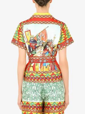 Dolce & Gabbana Carretto-print Belted Shirt