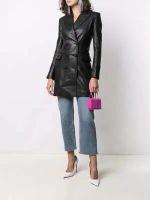 Philipp Plein Fitted Leather Coat
