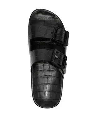 Balenciaga Mallorca Crocodile-effect Sandals