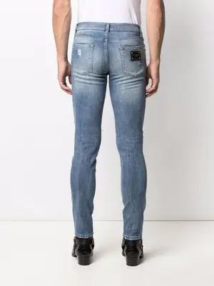 Dolce & Gabbana Logo-plaque Skinny Jeans - Blue