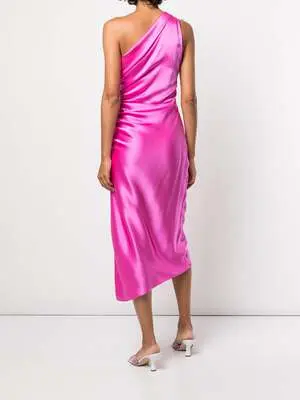 Michelle Mason One-shoulder Silk Dress - Pink