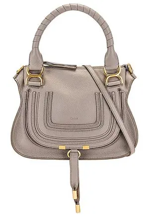 Chloé Chloe Mini Marcie Saddle Bag In Orange Cashmere Grey