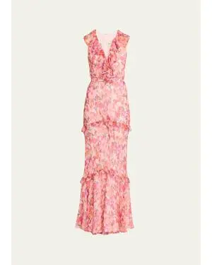 Saloni Saloni Rita Printed Silk Maxi Dress 2472-kinja