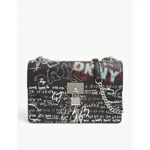 Dkny Elissa Graffiti-print Leather Shoulder Bag