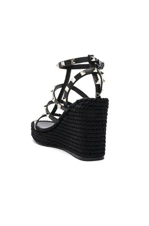 Valentino Garavani Rockstud Espadrille Wedges - Black