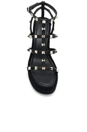 Valentino Garavani Rockstud Espadrille Wedges - Black