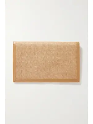 Saint Laurent Uptown Leather-trimmed Raffia Pouch