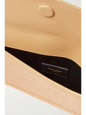 Saint Laurent Uptown Leather-trimmed Raffia Pouch