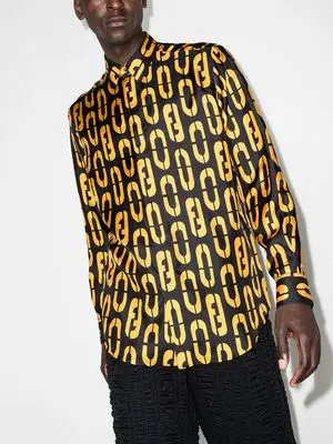 Fendi Ff Logo Pattern Long Sleeve Shirt