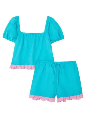 DORA LARSEN Sienna Ruffed Linen And Organic Cotton-blend Pajama Set