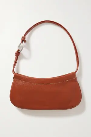 Staud Tate Textured-leather Shoulder Bag Orange