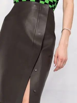 FERRAGAMO Slim Leather Midi Skirt
