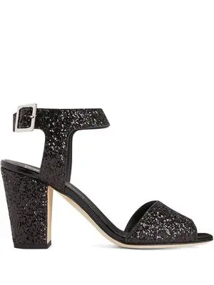 GIUSEPPE ZANOTTI Emmanuelle 80mm Glitter Sandals - Black