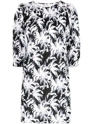 Diane Von Furstenberg Noel Palm-tree Print Dress - Black