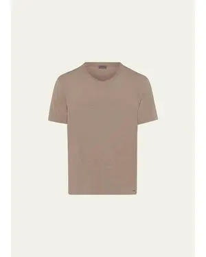Hanro Casual V-neck T-shirt Gray Pattern