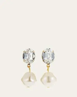 JENNIFER BEHR Tunis Crystal-pearl Drop Earrings Clear