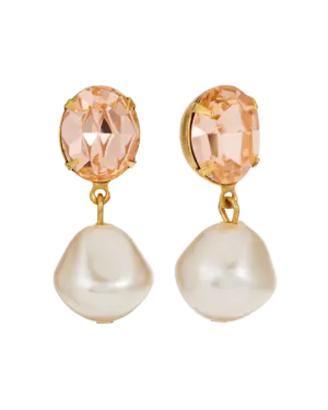 JENNIFER BEHR Tunis Crystal-pearl Drop Earrings Rose