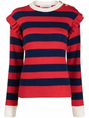 Philosophy Di Lorenzo Serafini Ruffle-trimmed Striped Jumper - Red