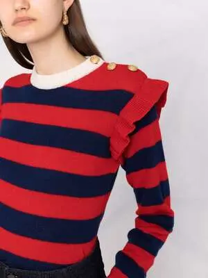 Philosophy Di Lorenzo Serafini Ruffle-trimmed Striped Jumper
