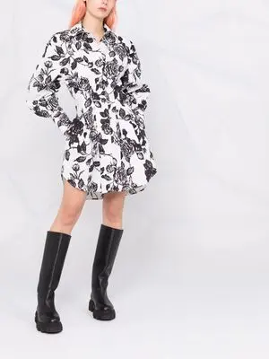 MSGM Floral Print Shirt Dress