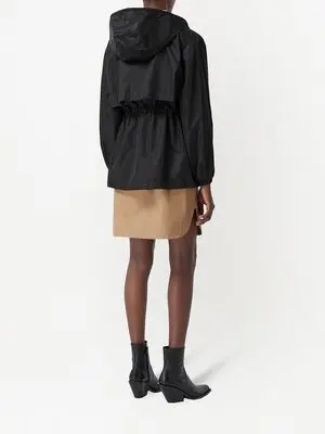 Burberry Lightweight Hooded Jacket With Leather Trim