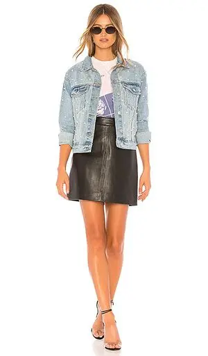 Superdown Pearl Embellished Denim Jacket
