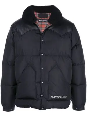 MASTERMIND WORLD Leather-panelled Puffer Coat
