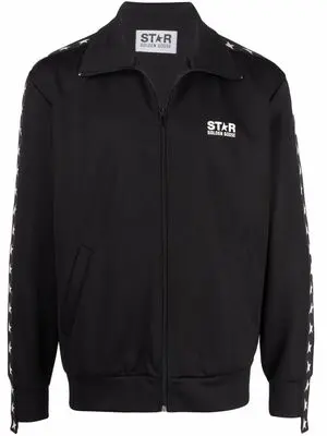 GOLDEN GOOSE Logo-print Zip-fastening Sweatshirt - Black