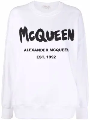 Alexander McQueen Logo-print Crew Neck Sweatshirt - White