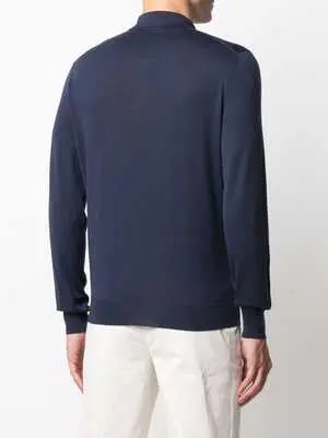 DRUMOHR Long-sleeved Merino Polo Shirt - Blue