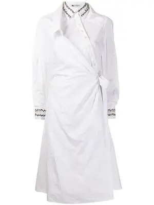 Ports 1961 Asymmetric-shirt Wrap Dress - White