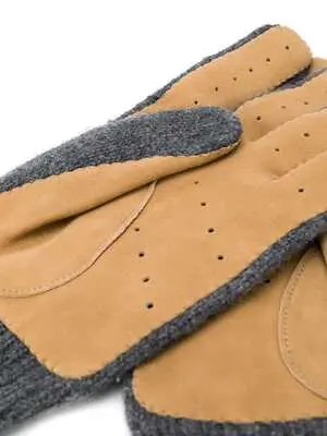 Brunello Cucinelli Panelled Knitted Gloves - Grey