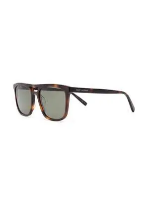 Saint Laurent Tortoiseshell Square Frame Sunglasses