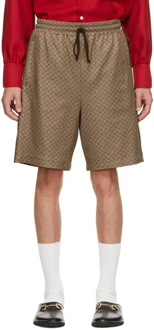 Gucci Gucci Brown Jersey Mini GG Shorts - 2100 Brown Ebony Mc