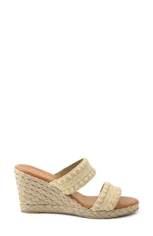 Andre Assous Nolita Raffia Wedge Slide Sandals - Sand