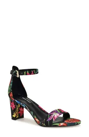 Nine West Nine West Pruce Ankle Strap Sandal Black Floral Print