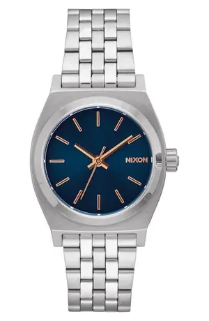 Nixon Nixon Medium Time Teller Bracelet Watch Silver/ Navy/ Silver