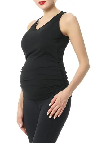 KIMI + KAI Rachel Maternity Performance Tank Top - Black