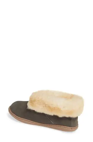 Minnetonka Sheepskin Slipper Bootie - Grey Suede