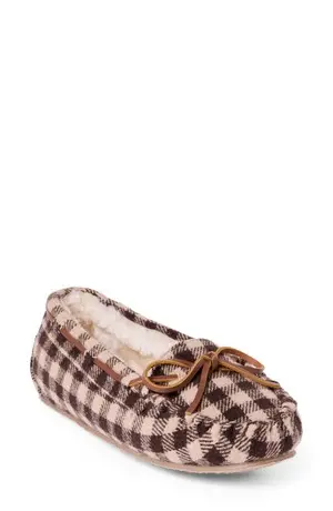 Minnetonka Cally Slipper - Brown Gingham Plaid