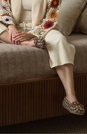 Minnetonka Cally Slipper - Brown Gingham Plaid