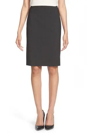 BOSS Vilea Tropical Stretch Wool Pencil Skirt Charcoal