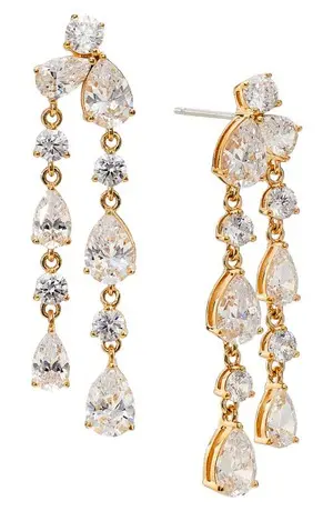 Nadri Leah Double Linear Drop Earrings - Gold