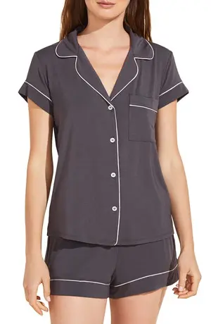 Eberjey Gisele Short Pajamas Graphite/ Sorbet Pink