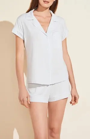 Eberjey Gisele Short Pajamas Water Blue/ White