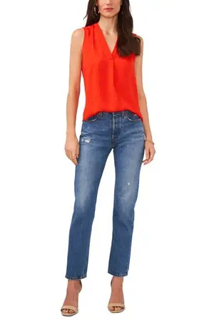 Vince Camuto Rumpled Satin V-neck Blouse