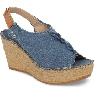 TONI PONS Lugano Espadrille Wedge Sandal - Blue Fabric
