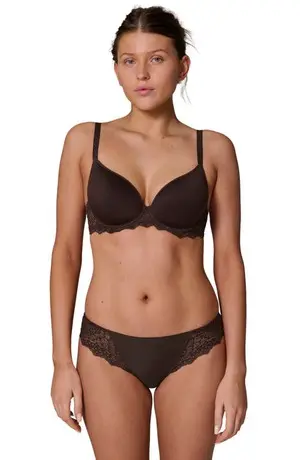 Simone Perele Caresse Underwire Plunge Bra - Cocoa